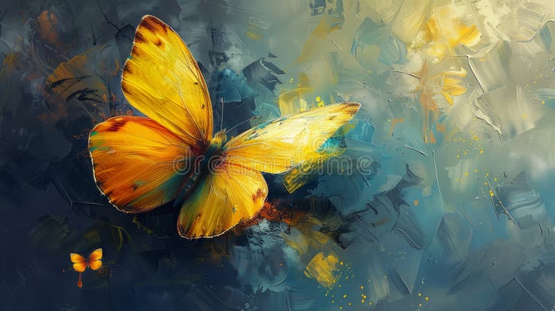 Colorful Yellow Butterfly on Abstract Background. Stunning Vibrant ...