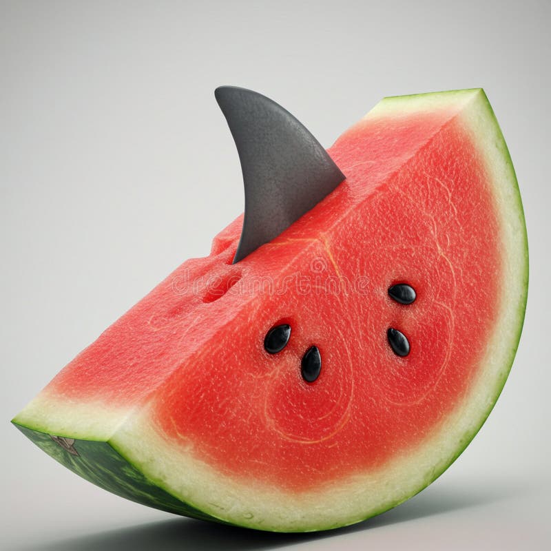 A Digitally Created Image Featuring a Slice of Watermelon with a ...