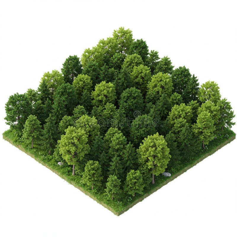 A Digitally Created Image Featuring a Small, Dense Forest on a Section ...
