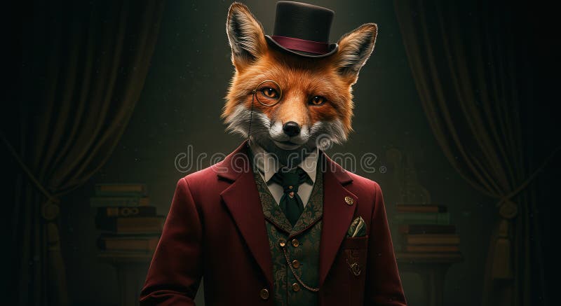 A Sophisticated Fox in Victorian Attire Stock Illustration ...