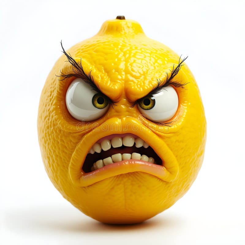 Angry Lemon Face, Furious Citrus Fruit Character with Gritted Teeth ...