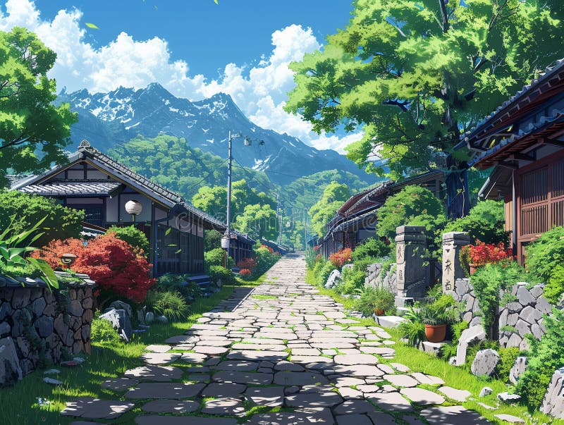 Digitally Created Image of a Peaceful Village Stock Image - Image of ...