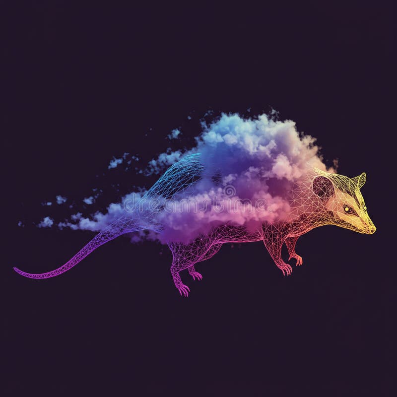 A Digitally Created Image of a Possum-like Creature with a Wireframe ...