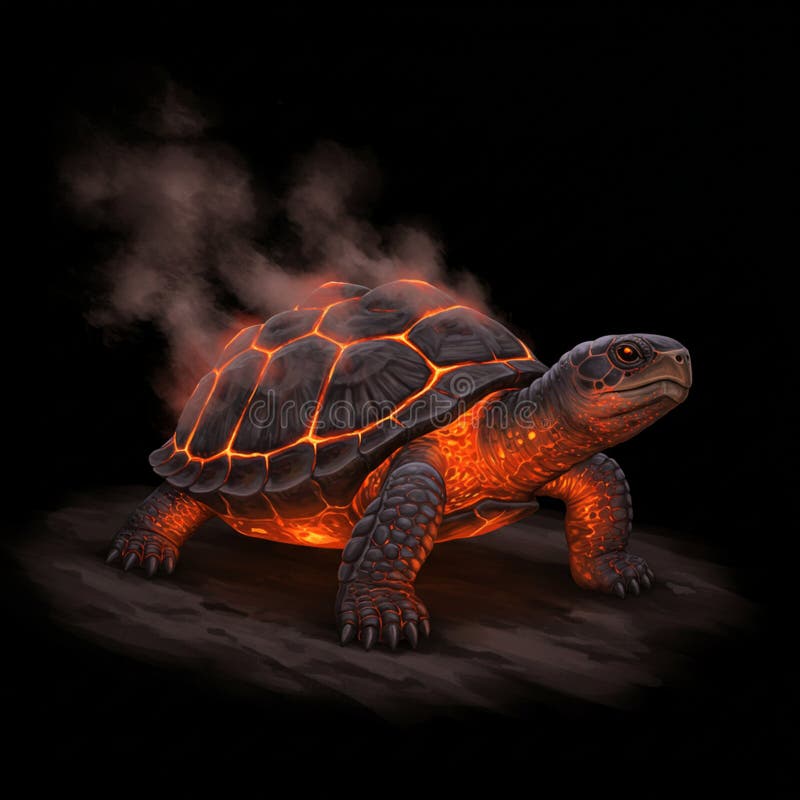 A Digitally Created Image of a Turtle with a Shell Resembling Molten ...
