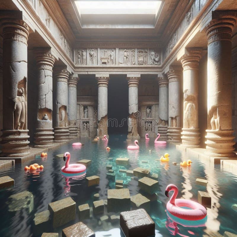 A Digitally-created Image of an Underground Temple or Structure with ...