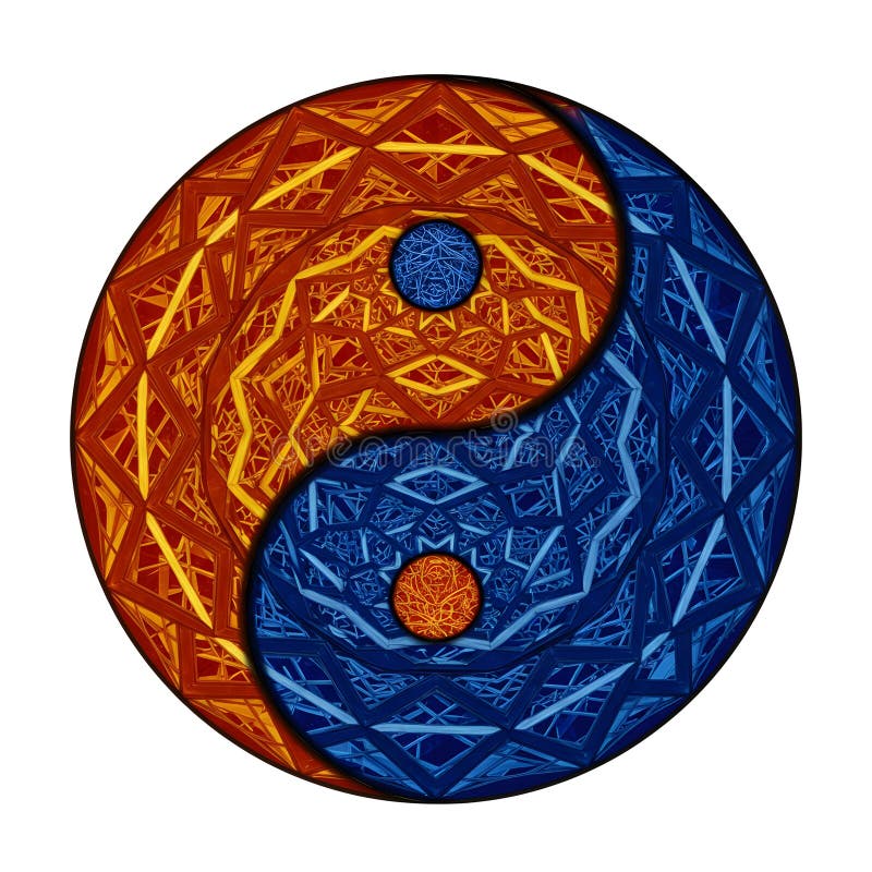 Abstract Yin Yang Symbol with Geometric Patterns Stock Illustration ...