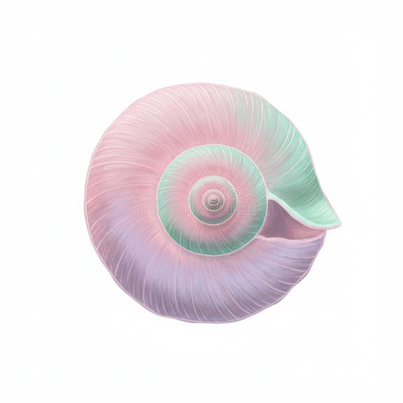 A Digitally Created Pastel-colored Shell Featuring a Spiral ...