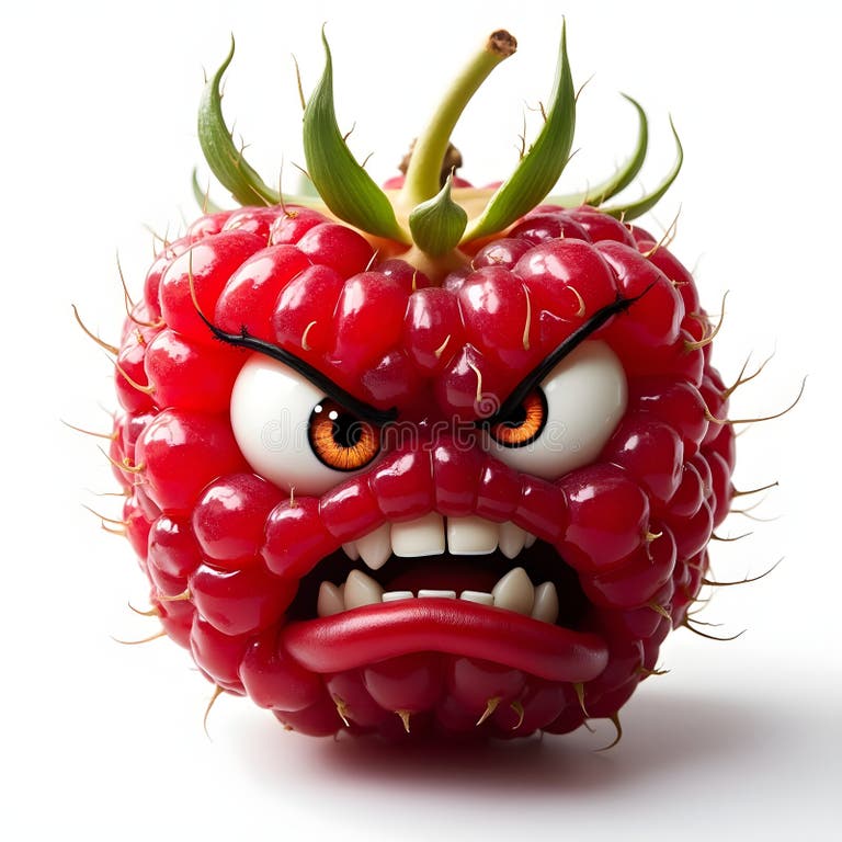 Angry Raspberry Face - Furious Fruit Character with Menacing Expression ...