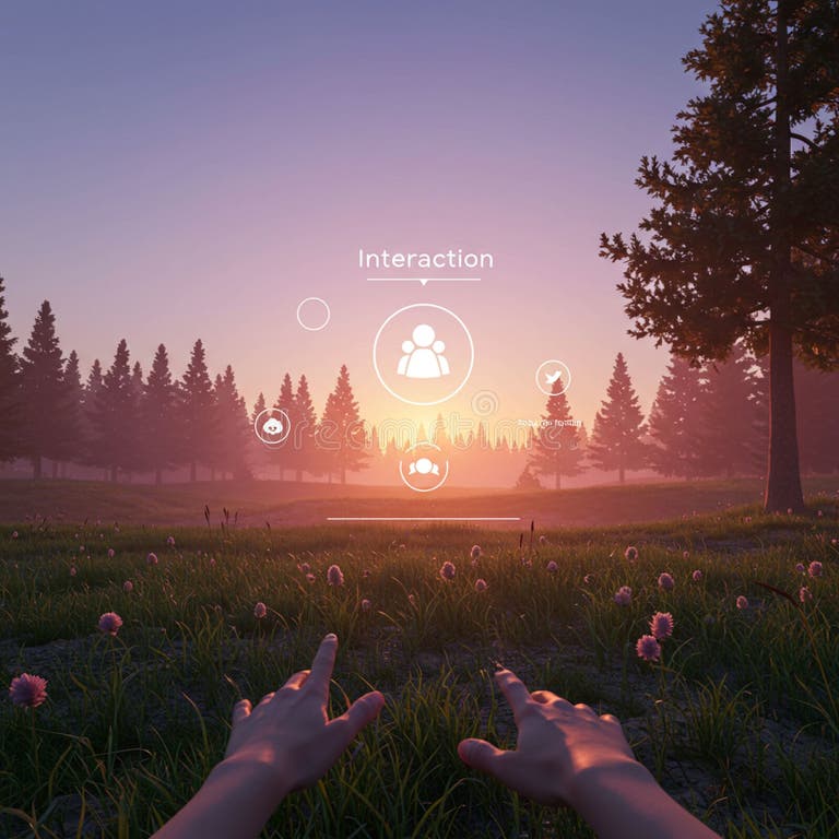 A Digitally Created Scene Depicts an Augmented Reality Interface Over a ...