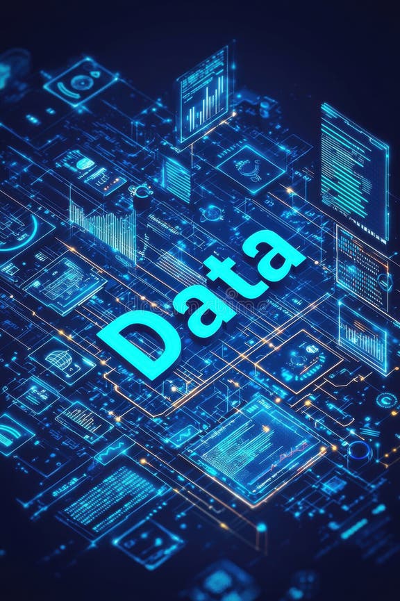 Futuristic Data Visualization Featuring Graphs and Charts in a Digital ...