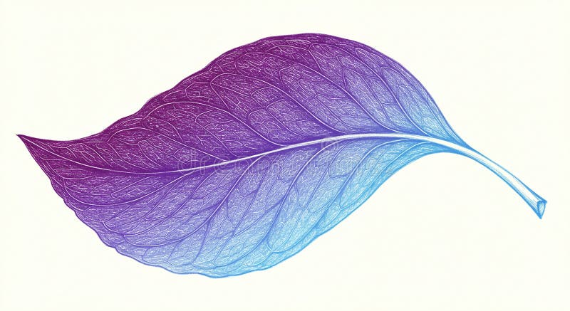 A Digitally Edited Leaf with a Gradient from Purple at the Tip To Blue ...