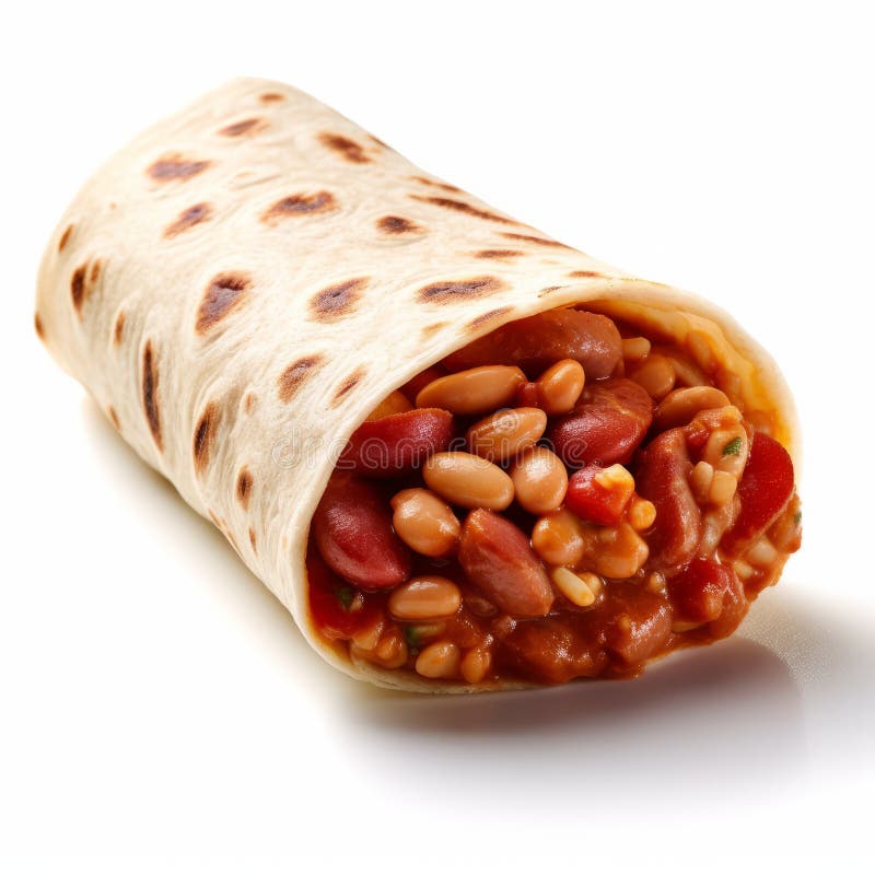 Digitally Enhanced Burrito Beans on White Surface Stock Illustration ...