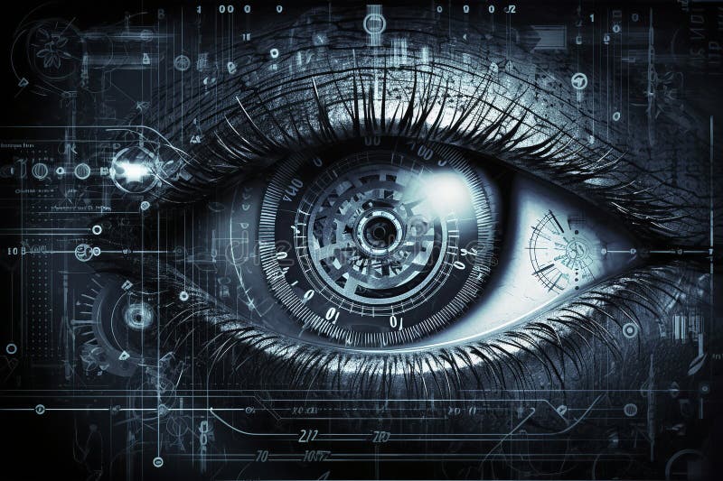A Digitally Enhanced Eye with Intricate Designs, Symbolizing the Fusion ...