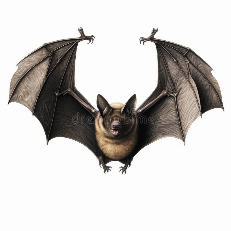 Digitally Enhanced Flying Bat on White Background Stock Illustration ...