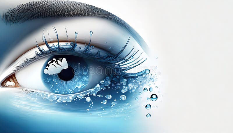 Digitally Enhanced Illustration of a Human Eye with Water Droplets and ...
