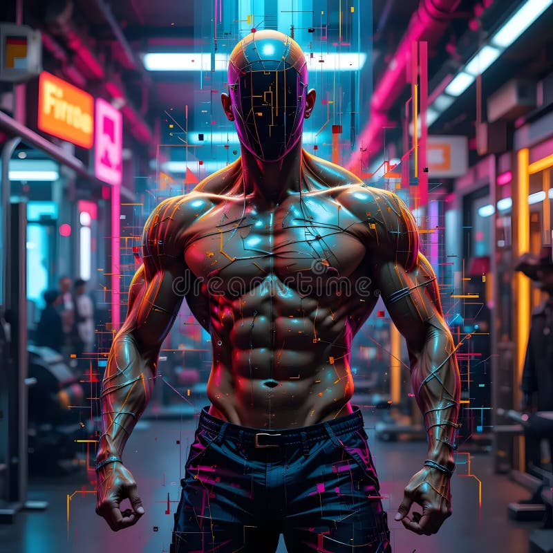Cyberpunk Fitness: a Muscular Augmented Reality Bodybuilder in a Neon ...