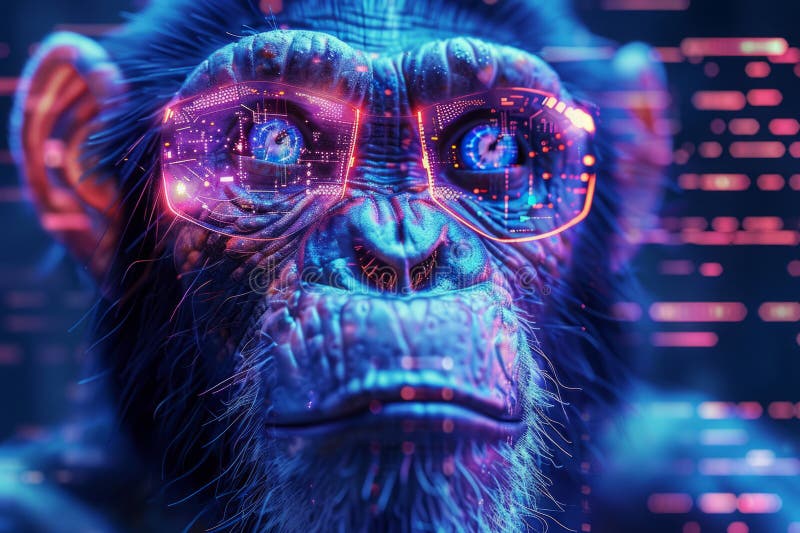 Digitally Enhanced Monkey with Artificial Intelligence in Futuristic ...