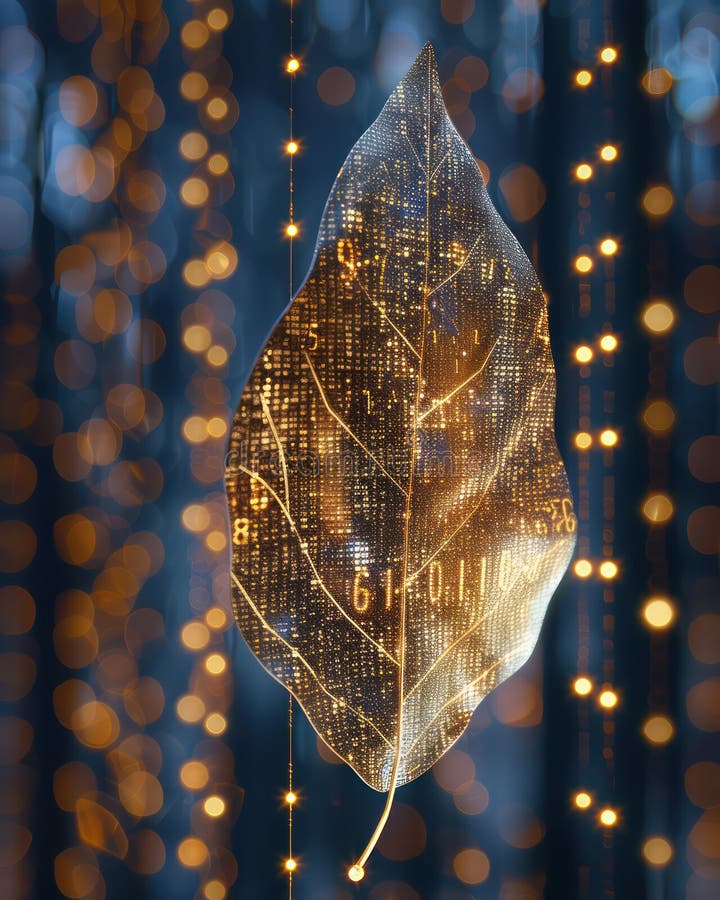 Digitally Enhanced Nature Futuristic Leaf with Code Patterns ...