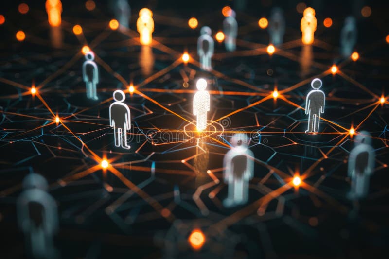 Abstract Illustration of Network Connections with Human Figures. Modern ...