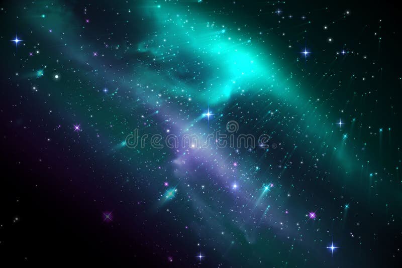 Aurora Shimmering in Night Sky Stock Illustration - Illustration of ...