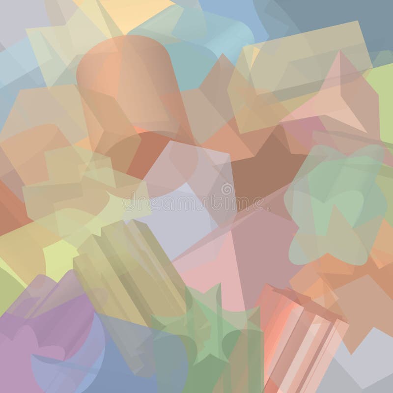 Digitally Generated 2D Shapes Extruded, Overlapping, in Vague Colors ...