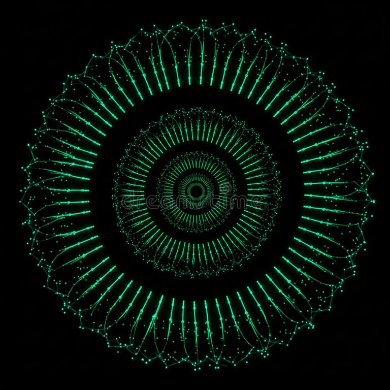A Digitally Generated Green Mandala Design with Concentric Circular ...