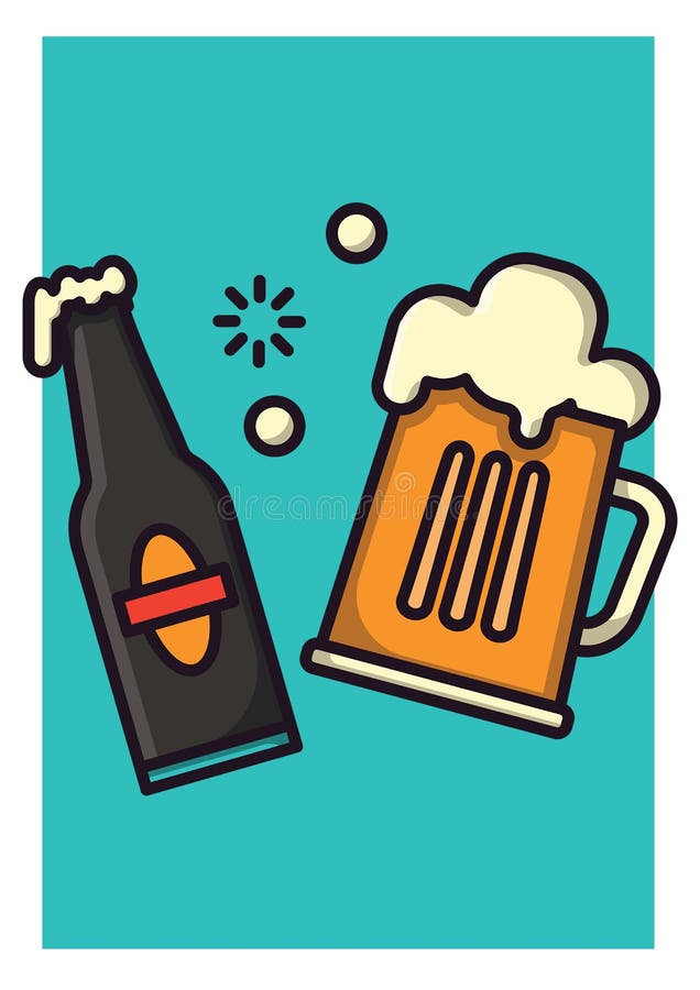 Digitally Generated Image of Beer Bottle and Beer Pitcher Icon Against ...