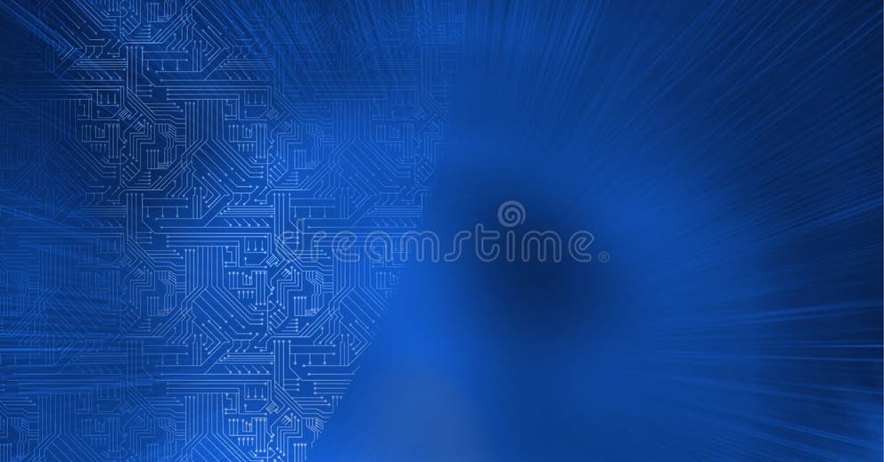 Digitally Generated Image of Blue Microprocessor Connections Against ...
