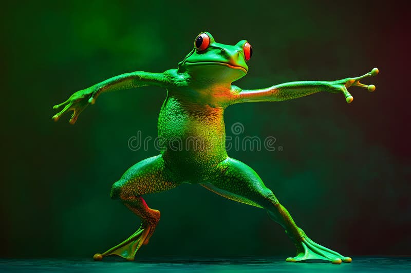 Generative Image. Green Frog Dance Stock Illustration - Illustration of ...