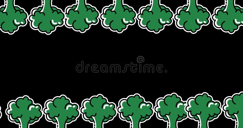 Digitally Generated Image of Broccoli Borders on Black Background with ...