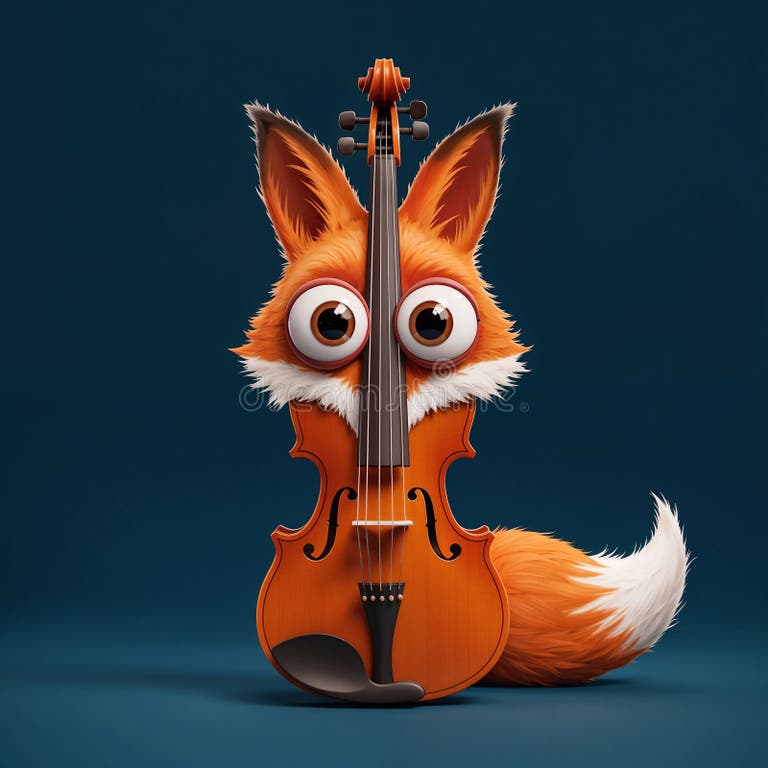 Violin fox . Generative AI stock illustration. Illustration of tail ...
