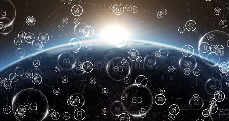 Digitally Generated Image of Icons Connected through Computer Network ...