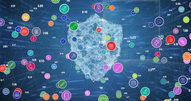 Digitally Generated Image of Icons Connected through Computer Network ...