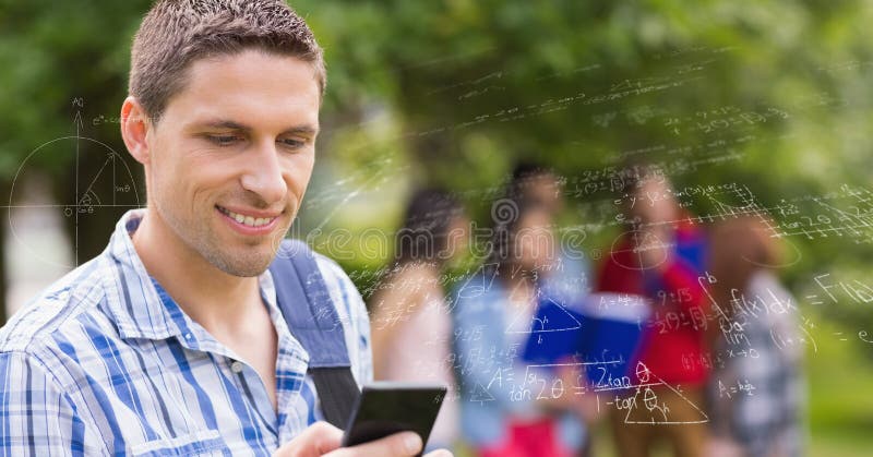 Digitally Generated Image of Male College Student Using Phone by ...
