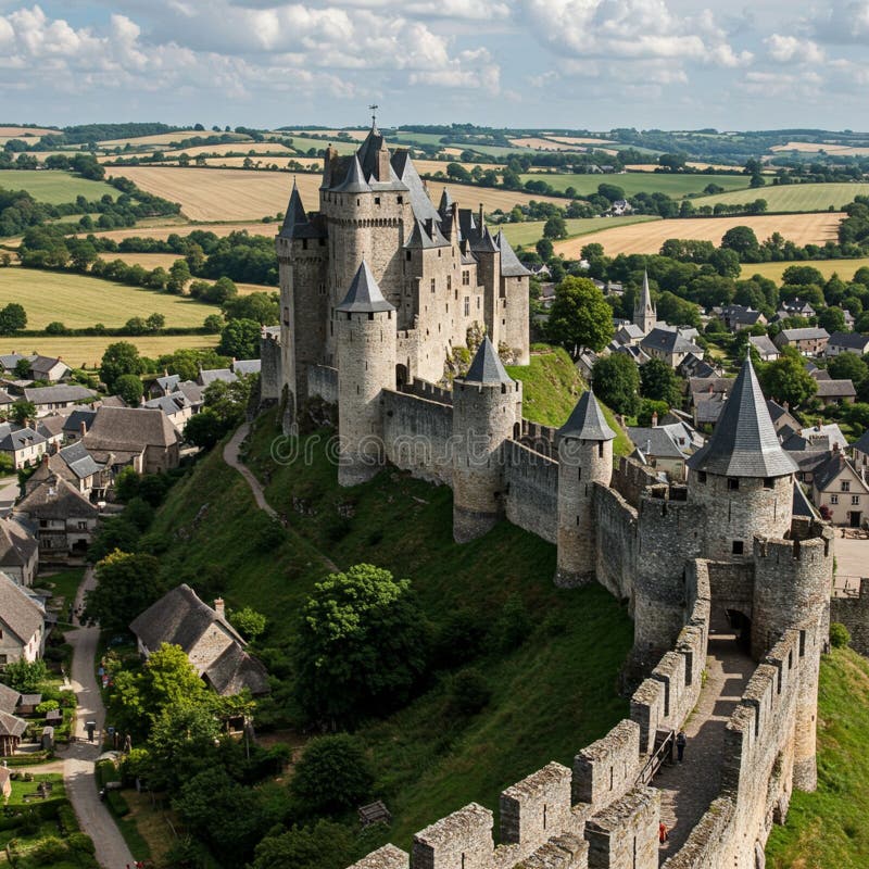 A Digitally Generated Image of a Medieval-style Castle with Multiple ...