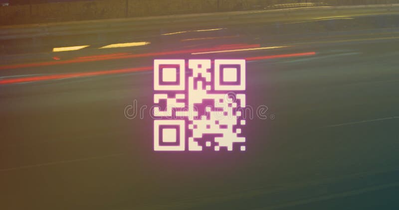 A Digitally Generated Image of a Qr Code with Neon Elements Flashing on ...