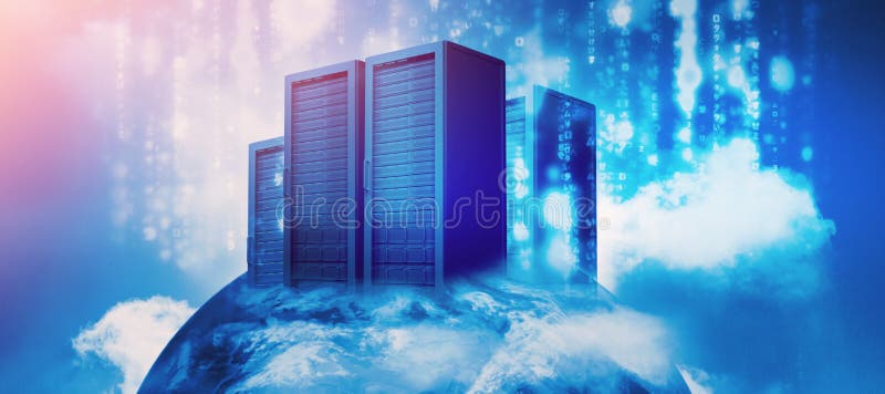 Server Racks Against Sky and Cloud Stock Illustration - Illustration of ...