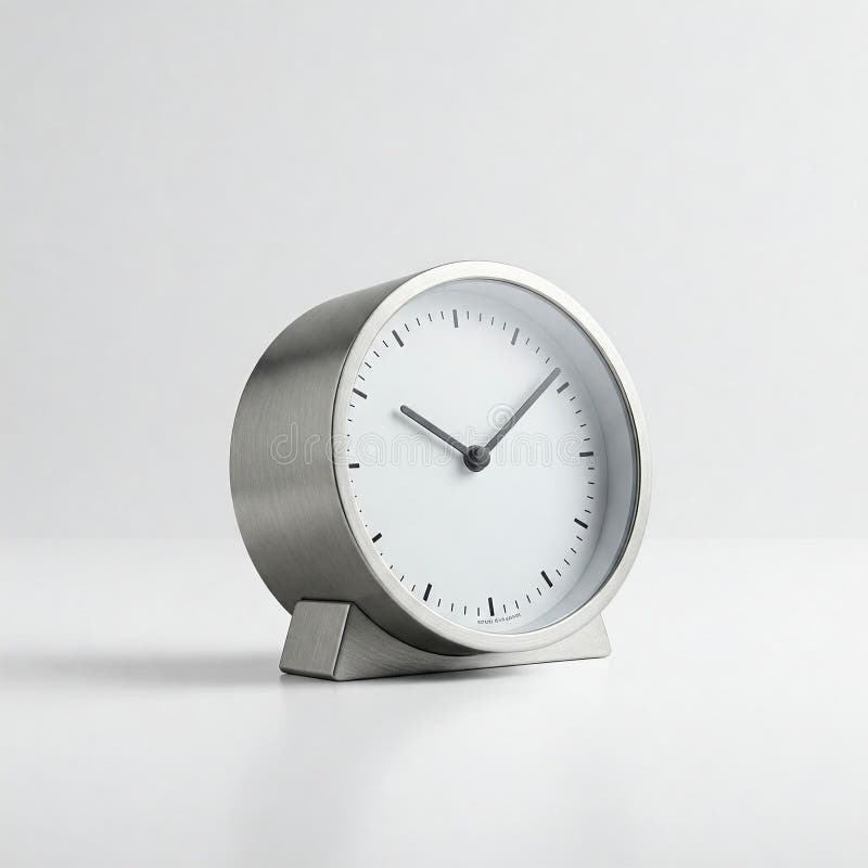 AI-Generated Classic Silver Alarm Clock on White Background Stock Photo ...
