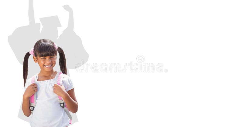 Digitally Generated Image of Smiling Girl with Shadow of Graduate ...