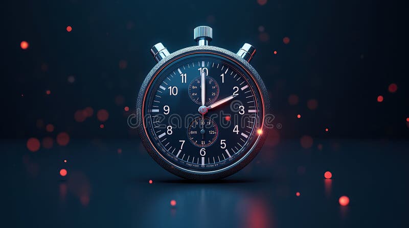 Digital Stopwatch with Glowing Lights on Dark Background Stock ...