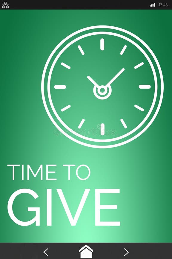 Digitally Generated Image of Time To Give Text with Clock Icon Stock ...