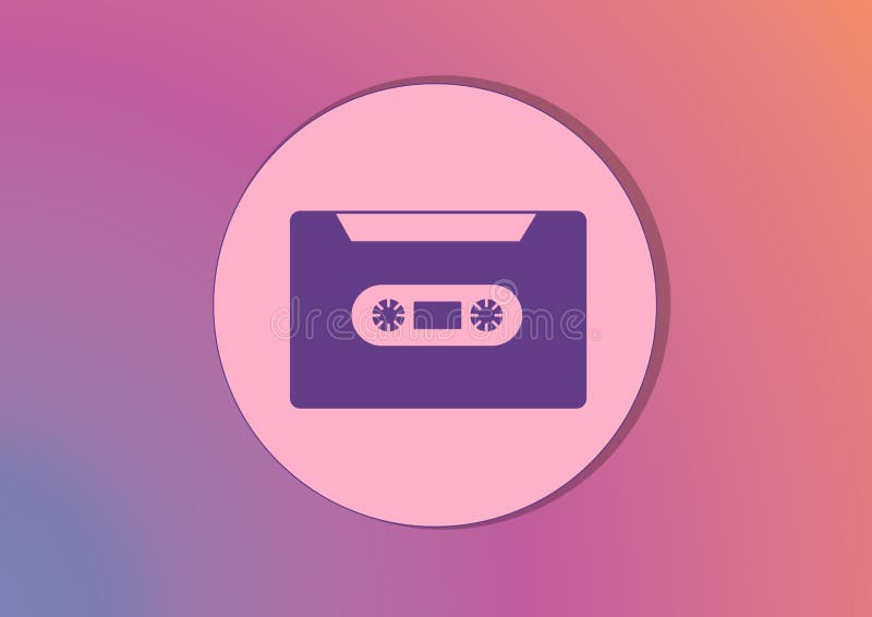 Cassette round flat icon. stock vector. Illustration of vector - 79793909