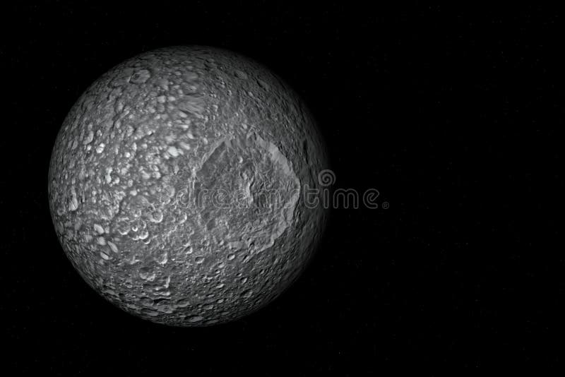 Mimas, the Moon of Saturn - Solar System Stock Illustration ...