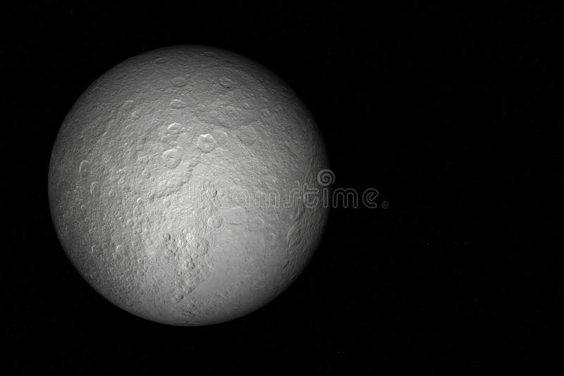 Rhea, the Moon of Saturn - Solar System Stock Illustration ...