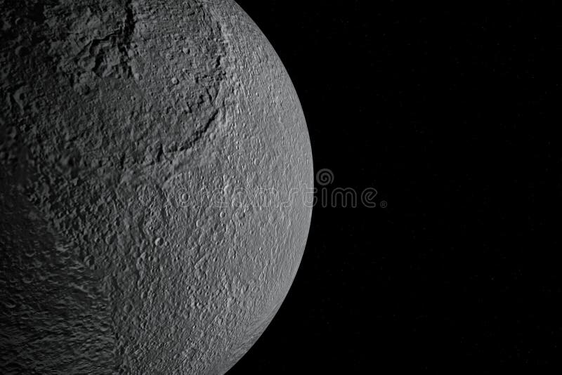 Tethys, the Moon of Saturn - Solar System Stock Illustration ...