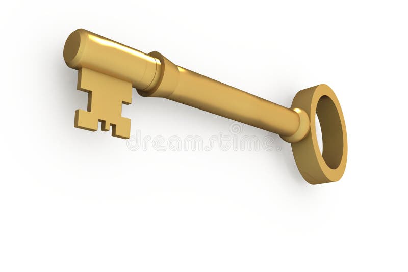 Digitally Generated Shiny Gold Key Stock Illustration - Illustration of ...