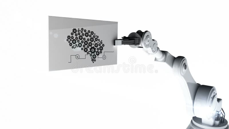 Digitally Generated Video of Robotic Arm Holding Card with Diagram of ...
