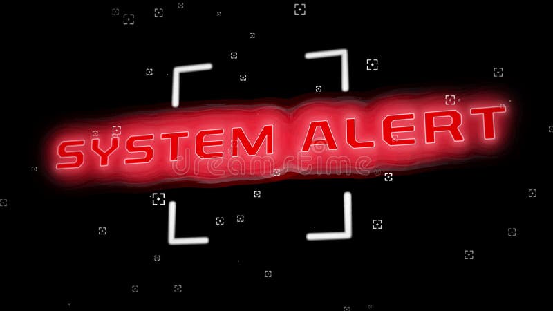 Digitally Generated Video of System Alert Text on Red Cloud and Scope ...