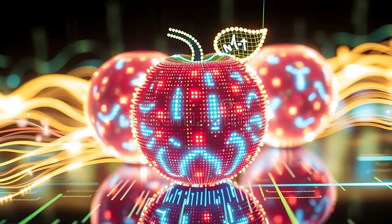 A Digitally Illuminated Apple Shows Advanced Modern Technological ...