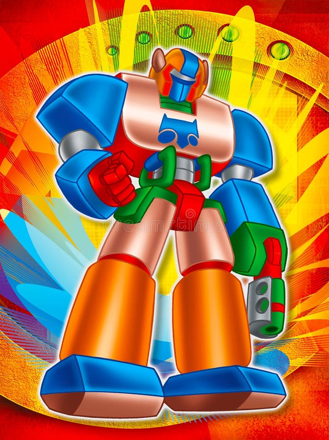 Colorful Robot Made from Recycled Materials for Web Design. Stock ...